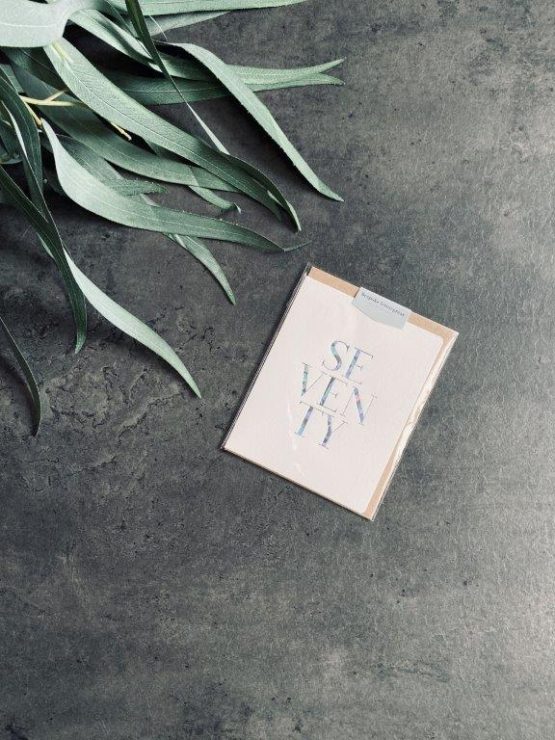 Bespoke Letterpress - Greeting Card, 'Seventy' Silver Holographic ...
